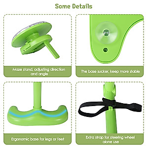 COLOR TREE Toddlers Steering Wheel Pretend Play Simulated Driving Toys with Maze and Simulation Sounds and Lights - Kids Preschool Game Toy - Green