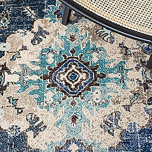Safavieh Madison Collection 6' x 9' NavyIvory MAD484N Boho Chic Medallion Distressed Non-Shedding Living Room Dining Bedroom Area Rug