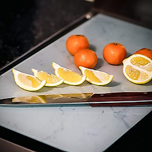 Trademark Innovations 20.5" Tempered Glass Stove Burner Cover & Cutting Board (White Marble)