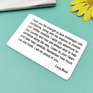 Inspirational Gift from Mom Metal Wallet Insert Card to My Son Gift Daughter Gift Encouragement Gift for Teen Girl Boy Family Gifts Engraved Wallet Insert Card Birthday Graduation Gift Jewelry
