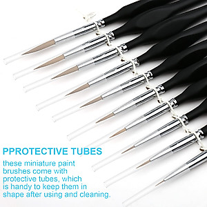 10 PCS Miniature Paint Brushes Kit, Fine Detail Painting Brush Micro Professional Tiny Paints Brush Set for Watercolor, Oil, Face, Acrylic, Nail, Line Drawing, Scale Model Painting, by PSISO