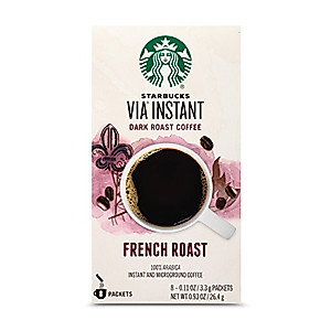 Starbucks VIA Instant Coffee Dark Roast Packets — French Roast — 1 box (8 packets)