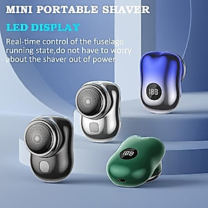 Mini Shave Portable Electric Shaver: Upgrade Electric Razor with LCD Screen Powerful Storm Shaver for Men Pocket Size USB Rechargeable Shaver Easy One-Button Use for Home Car Travel (Green)