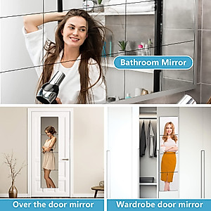 SLDIYWOW Wall Mirror Full Length, 4Pcs Full Body Mirror for Bedroom, Safety Unbreakable Mirror Great for Baby Kids Toddler, Full Body Mirror Tiles for Bedroom, Home Gym, Living Room