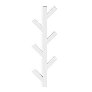 Ballucci Tree Coat Rack Wall Mounted, Wood Tree Branch Coat Hooks for Hats, Caps, Scarves, Umbrellas, Towels, Jewelry - White