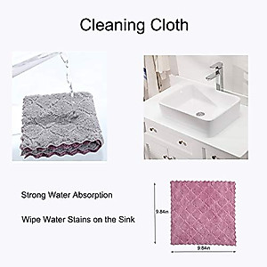 TUANYO Bathroom Accessories Set Complete - 6 Pcs Acrylic Bathroom Set - Toothbrush Holder, 2 Toothbrush Cups, soap Dispenser, soap Dish and Cleaning Cloth for Bathroom (Purple)