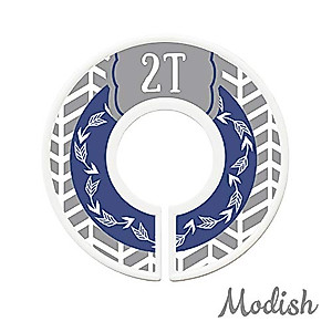 Modish Labels Toddler Child Closet Dividers, Closet Organizers, Toddler Size Dividers, Young Child Size Dividers, Boy, Woodland, Arrow, Tribal, Navy Blue, Gray, Grey (Toddler/Child)