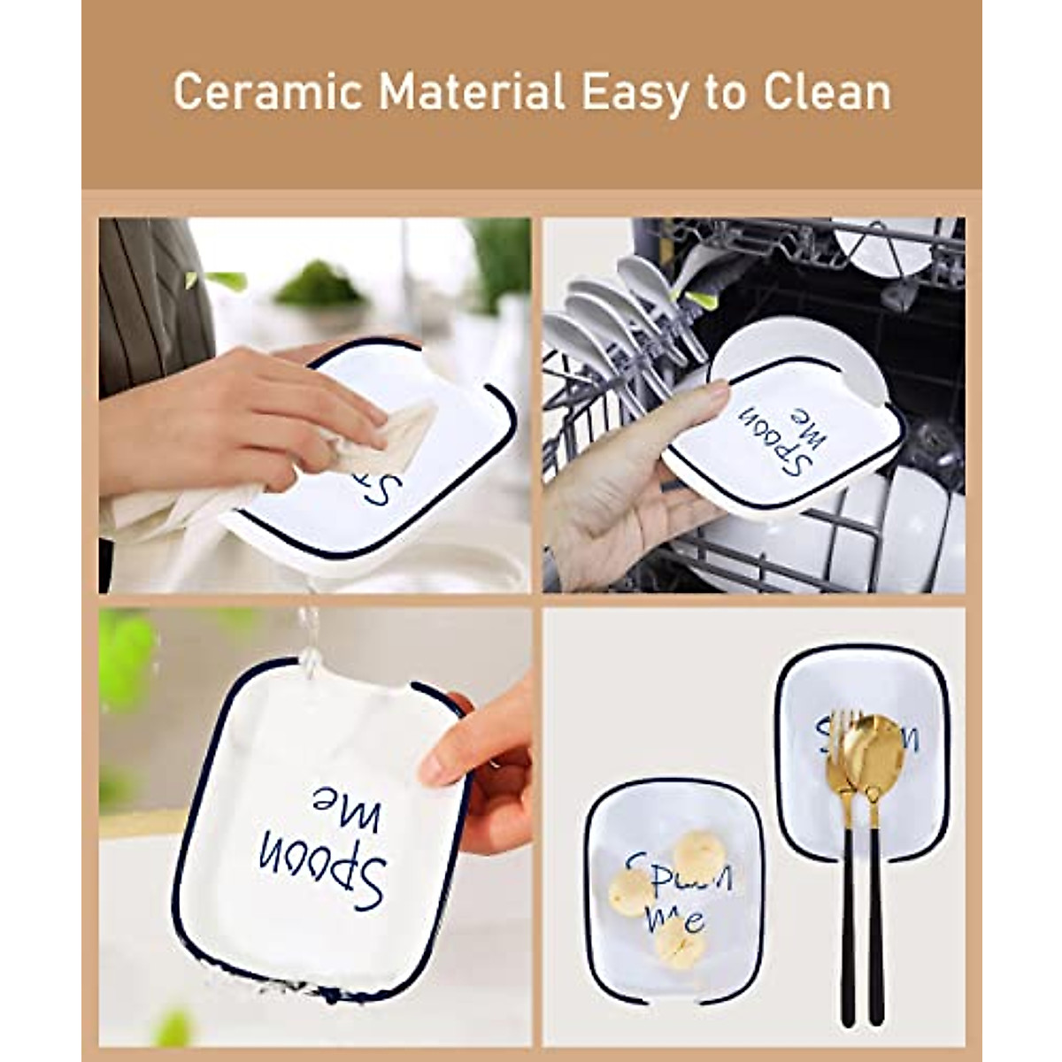 Ceramic Spoon Rest for Stove Top, Spoon Holder For Stove Top, Cooking Utensil Holder, Farmhouse Kitchen Accessories, Utensil Rest and Spoon rest, Blue Farmhouse Kitchen Decor (BLUE)