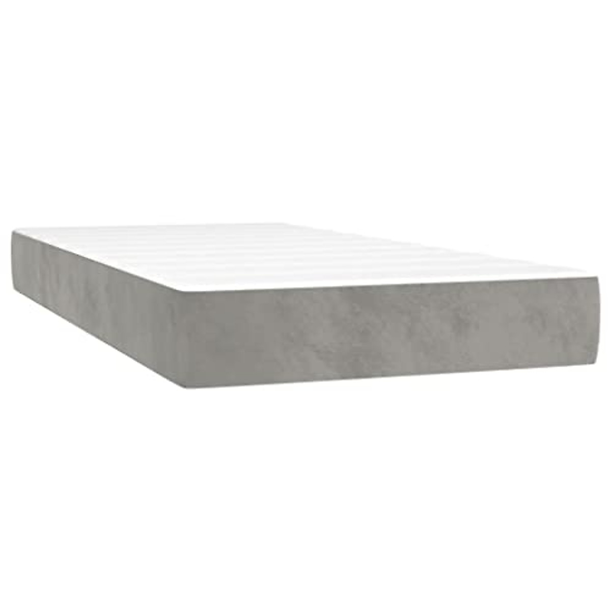 vidaXL Bed Frame, Box Spring Bed Single Platform Bed with Mattress, Bed Frame Mattress Foundation with Headboard for Bedroom, Light Gray Twin Velvet