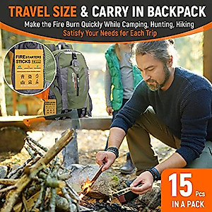 Realcook Natural Fire Starters for Campfires: Updated Fast BBQ Firestarters Cubes | Charcoal Fire Starter Squares for Fireplaces (15 Count)