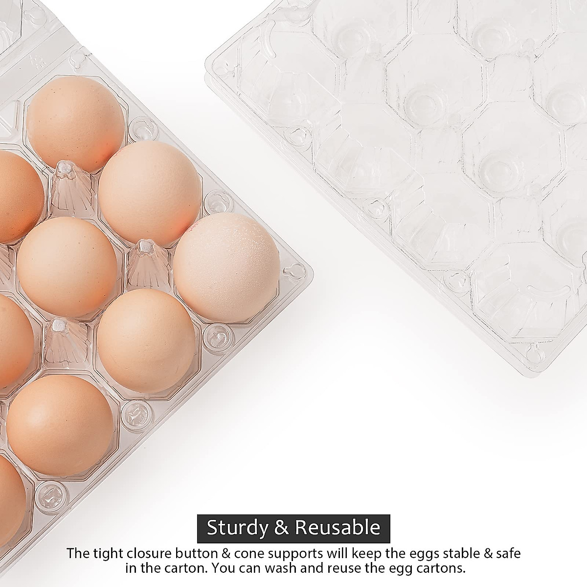 AYAYGD 40 Pack Egg Cartons Cheap Bulk 12 Count,Clear Plastice Bulk Egg Cartons for Chicken Eggs,Reusable Egg Carton for Family,Chicken Farm,Markets Display - Egg Holder, Egg Containers for Fresh Eggs