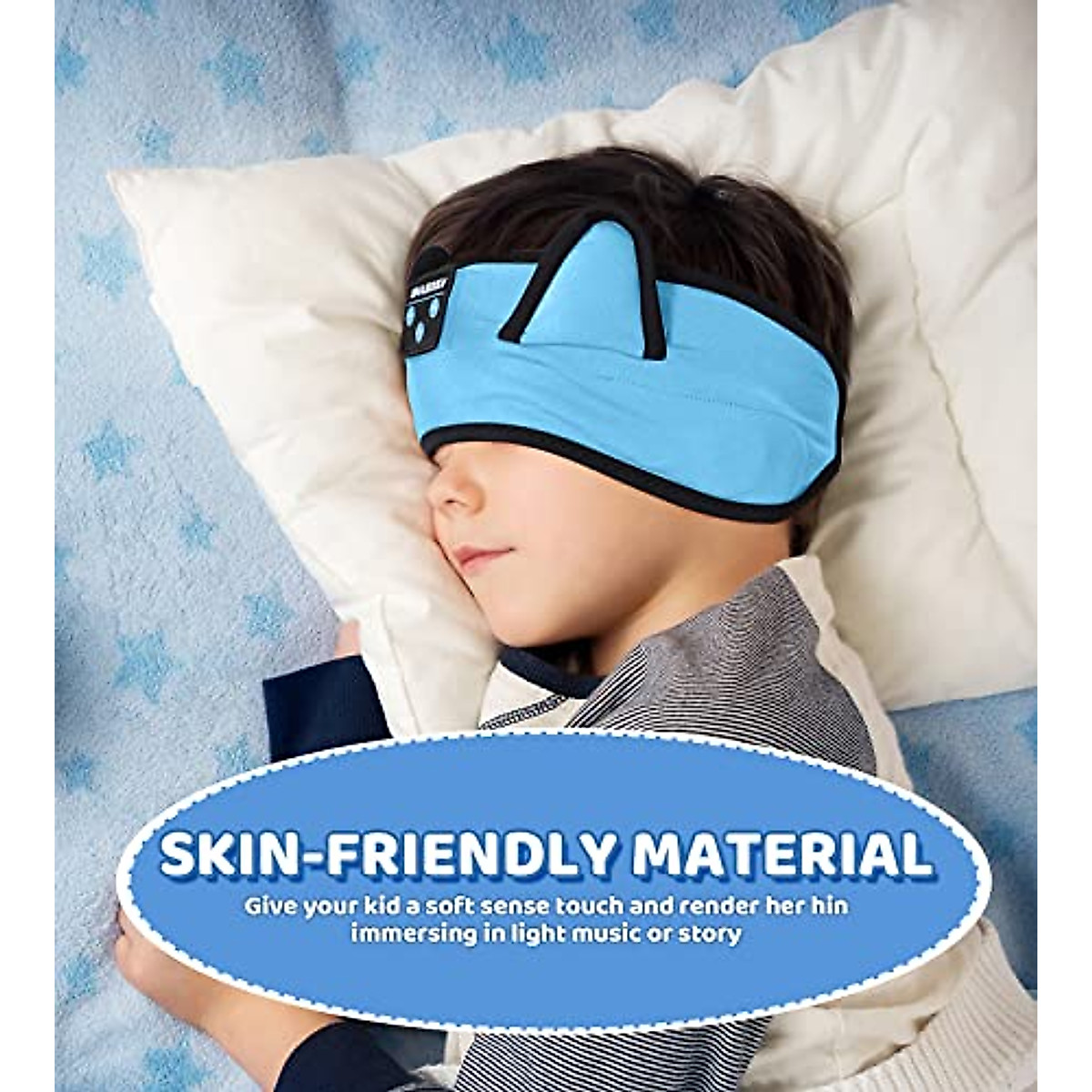 KIDSBAND Kids Headphones Bluetooth Headband Adjustable, Wireless Sleep Headphones for Kids with Wired Playback 3.5 MM Jack for Teens/Boys/Girls/Smartphones/School/Kindle/Airplane Travel/Plane/Tablet