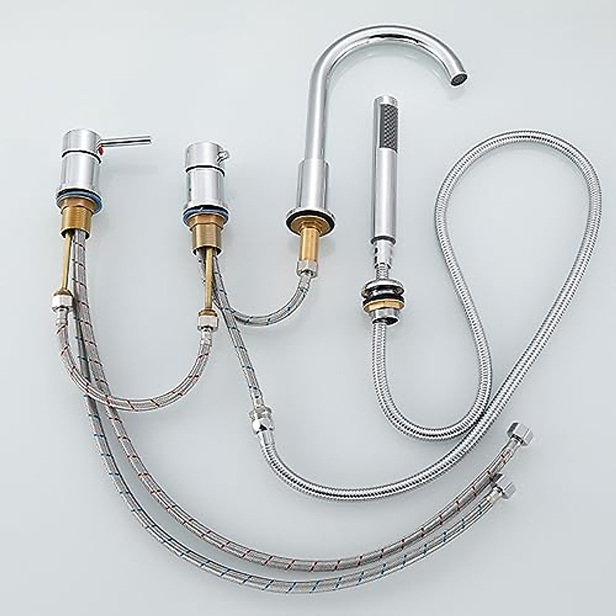 Kitchen Sink Faucet，Bathroom Faucets， Bath Shower Mixer Tap Single Lever Hot and Cold Water Tub Tap with Handheld Shower Head Brass Bath Taps with Shower Mixer for Bathroom/Black