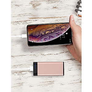 TALK WORKS Portable Charger - Fast Charging Power Bank Compatible with iPhone 13/Pro/Pro Max, 14/Plus/Pro/Pro Max, 12, 11, XR, XS, X, 8, 7, 6, SE, iPad, Android -External Cell Phone Backup (Rose Gold)