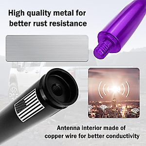 American Flag Car Bullet Antenna,Truck Exterior Decoration Accessories[New Upgrade Flag Design] AM/FM Radio Signal for Car SUV Truck Most Auto Cars Antenna Accessories(Purple)