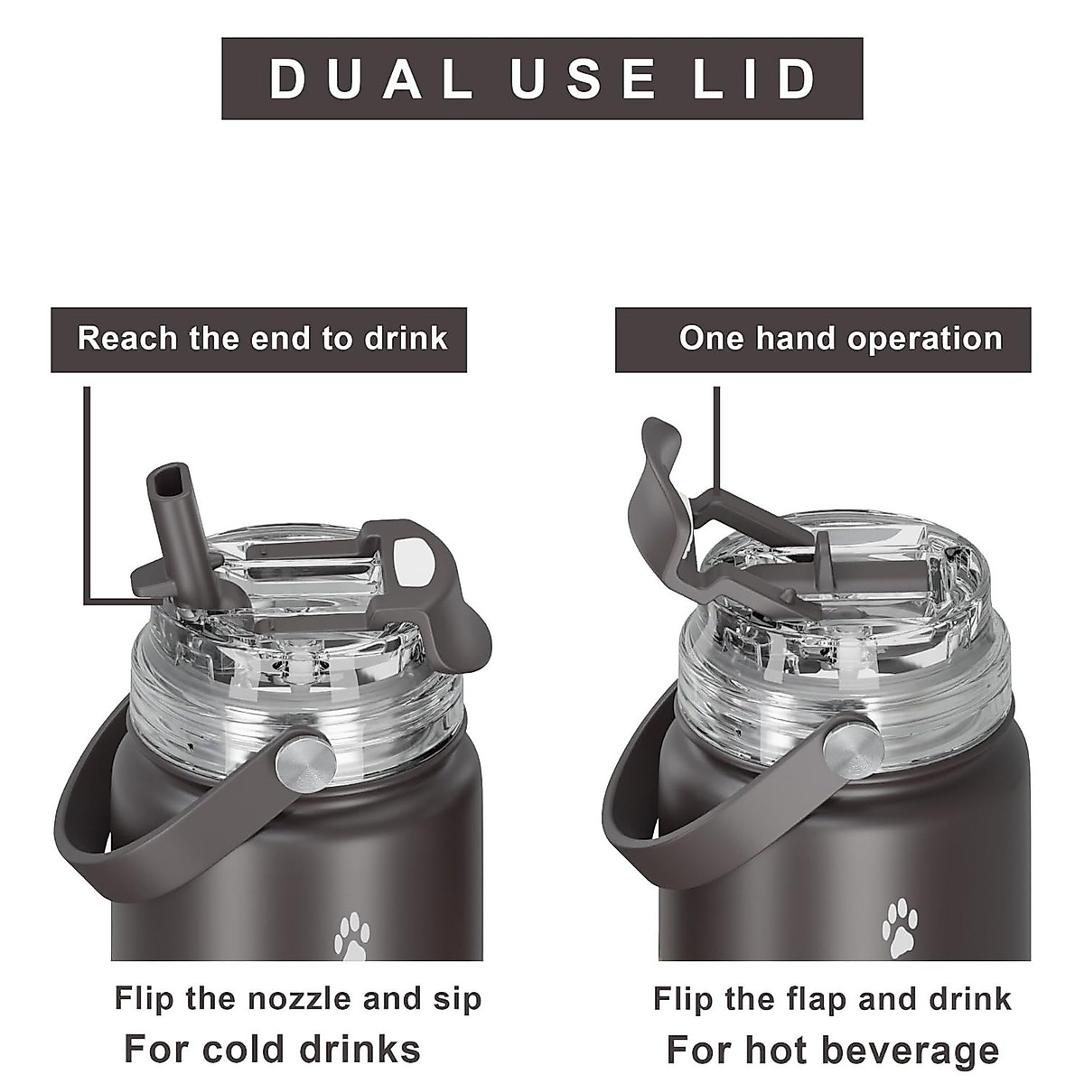 Stainless Steel Water Bottle 24 Oz. with Spill Proof detachable straw - Double walled Vacuum Insulated water flask - Realistic 3D Print - SERENGETI waterbottle (Beagle)