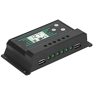 Z10/ Z20/ Z30 Solar Controller, Solar Panel Regulator Dual USB Solar Battery Regulator Solar Regulator PWM, 30A 12V/24V for Lamp(z10)