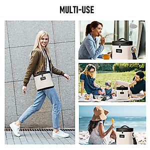 ADDIMOR Lunch Bag for Women Men - Cute Leather Luxurious Lunch Tote Bags Reusable Insulated Lunch Box Large Capacity Reusable Insulated Cooler for Work Picnic or Travel