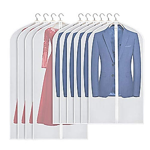 Univivi Hanging Garment Bags10Pack Clear Dress Bags Clothes Bag Covers for Coat Gown Suit