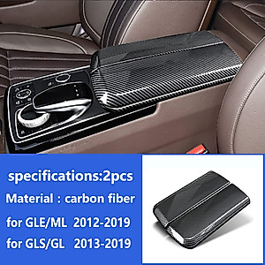 for Mercedes-Benz GLE GLS ML GL Class W166 X166 2012-2019 Carbon Fiber Car Center Console Armrest Box Panel Protection Cover Trim 350 400 500e 550 63 AMG S Accessory (Center Console with Mouse)