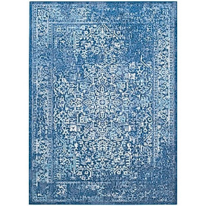 SAFAVIEH Evoke Collection 10' x 14' Blue/Ivory EVK251C Boho Non-Shedding Living Room Bedroom Dining Home Office Area Rug