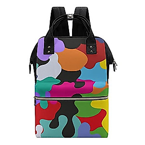 Bright Camouflage Pattern Diaper Bag Backpack Large Capacity Mommy Bags Multifunction Nappy Bag Travel Back Pack Black-Style