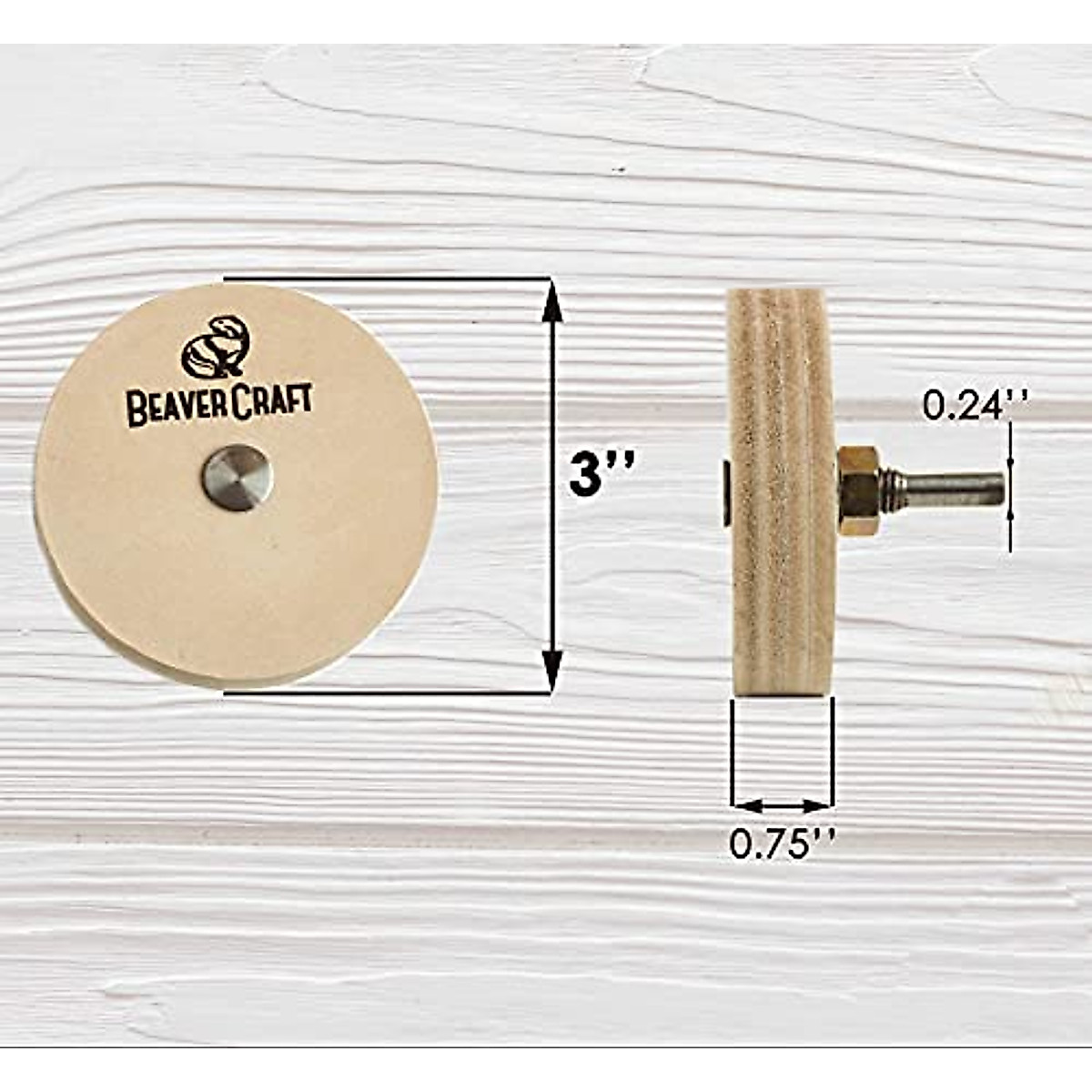 BeaverCraft PW1 Sharpening Wheel Stropping 3" Wheel Leather Wheel Honing Wheel Leather Polishing Wheel Knife Sharpening Wheel Kit Leather Stropping Buffing Wheel Leather Strop Wheel