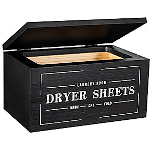 Cute Dryer Sheet Holder with Lid - Rustic Farmhouse Dryer Sheet Dispenser Laundry Room Decor Accessories, Dryer Sheet Container Fabric Softener Dispenser for Laundry Organization/Storage,Black