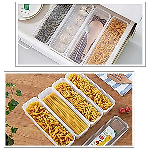 N-X Clear Pasta Storage Containers with Measuring Tool | Rectangular Pasta Containers | Spaghetti Noodles Container Storage | Pasta Canister Set | Kitchen & Pantry Organization