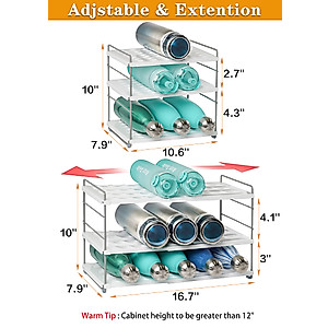 JUPELI Foil Organizer For Cabinet, Expandable Kitchen Wrap Organizer Rack & Water Bottle Organizer For Cabinet