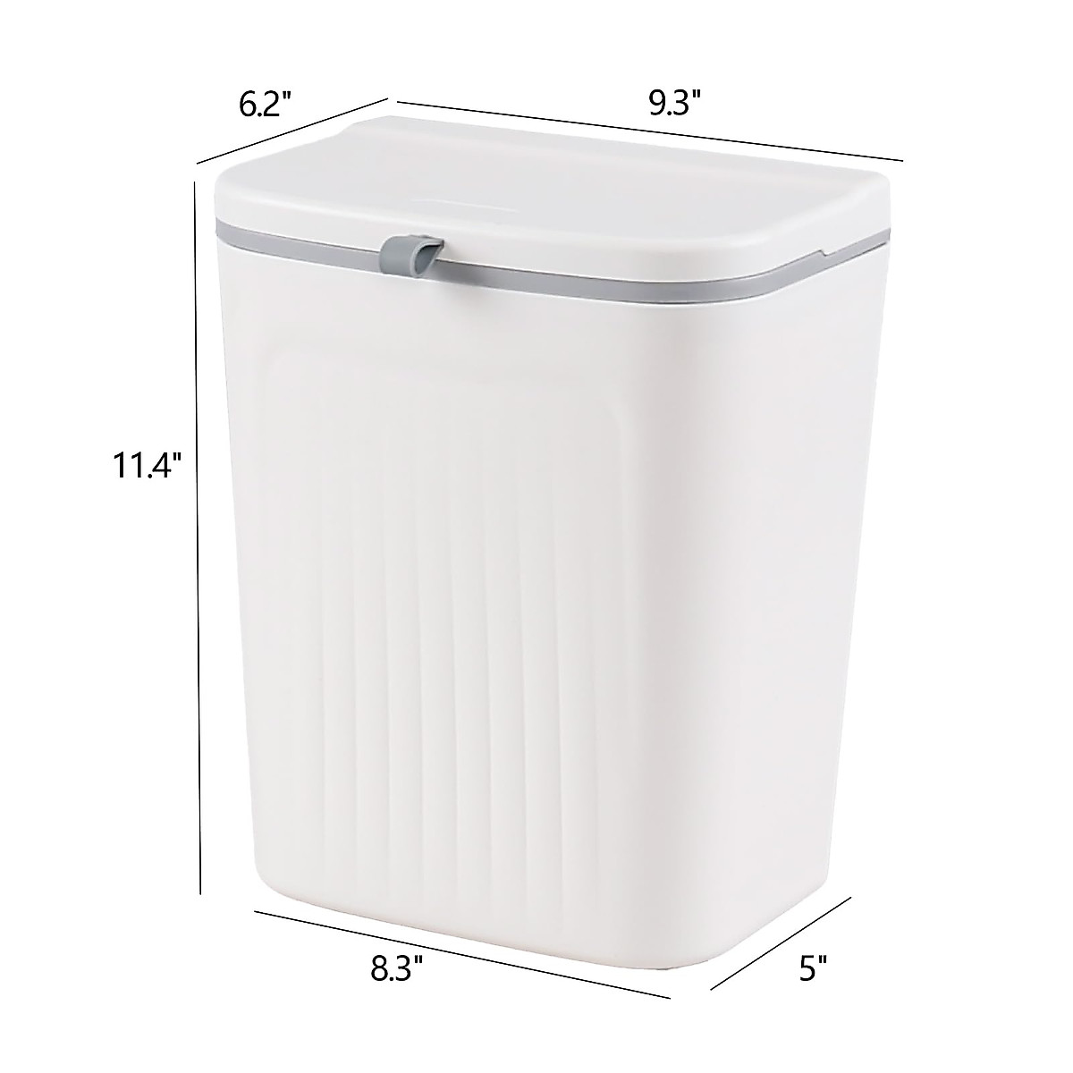 EudokkyNA 12 Liter Plastic Hanging Wall-Mounted Garbage Can, White