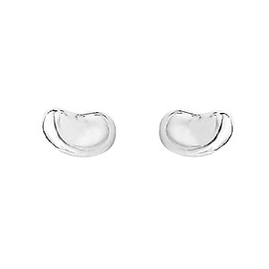 Ritastephens Sterling Silver Small Shiny Kidney Bean Stud Post Earrings