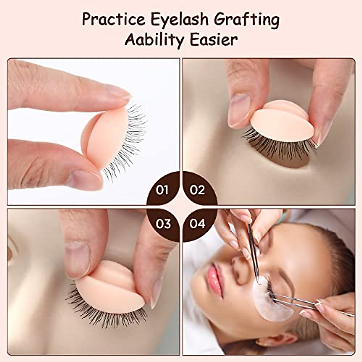 WSERE 9Pairs Removable Eyelids with Lashes, Replaced Eyelid Silicone Realistic Mannequin Eyelids, Mannequin Head Replacement Eyelids, Makeup Training Eyelashes Extensions Replaceable Practice Eyelid A