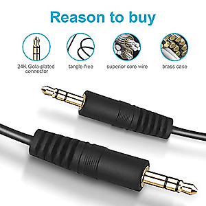 Grenf 3.5mm Male to Male Stereo Audio Cable for Headphones Car Home Stereo Speakers Tablet Compatible iPhone iPad iPod Echo More - 3FT