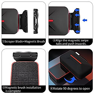 CHERLAM Strong Magnetic Cleaning Brush, Aquarium Glass Cleaning Brush, Floating Fish Tank Cleaning Tool, 2 in 1 Aquarium Cleaning Tool with Scrubber and Scraper [No Scratch Anti-Slip] XL