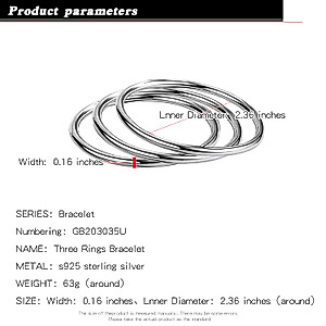 H&Beautimer Solid 925 Sterling Silver Italian Handmade Minimalist 4MM Bracelet for Women's Charm Jewelry 60-65MM Bangle 1/2/3 Set Birthday Gift (3set, 60MM)