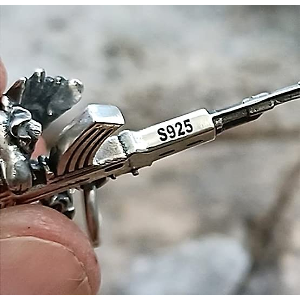 925 Sterling Silver gun and Angel Pendant Necklace ~ Peace and War Charms Pendant and SS 316 24" chain ~ guardian angel of war ✬✬✬By Fantasy World✬✬✬ (2, Silver Pendant + SS316 Chain)