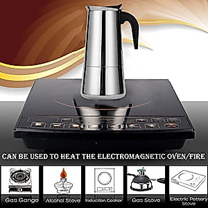 DITOSH Stovetop Espresso Maker Sainless Steel Moka Pot Espresso Maker Percolator Italian Coffee Maker Capable Moka Coffee Machine Cafe Percolator Maker for Home & Camping (2Cup-Straight)