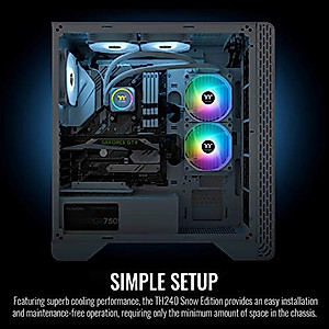 Thermaltake TH240 ARGB Snow Edition AM5/AMD/Intel LGA1200 Ready All-in-One Liquid Cooling System 240mm High Efficiency Radiator CPU Cooler CL-W301-PL12SW-A, White