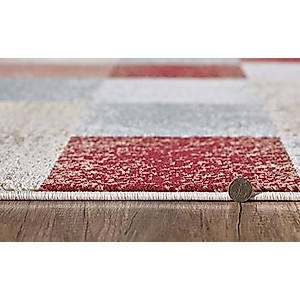 New Home Stain Resistant Checkered 9' x 12' Area Rug in Brown