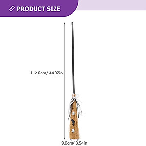 LOGOFUN Halloween Witch Broom Witch Broomstick with Ribbon Plastic Witch Broom Prop for Kids Adults Party Cosplay Costume Accessories - White