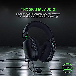Razer BlackShark V2 Gaming Headset: THX 7.1 Spatial Surround Sound - 50mm Drivers - Detachable Mic - PC, PS4, PS5, Switch, Xbox One, Xbox Series X & S, Mobile - 3.5 mm Audio Jack & USB DAC - Black
