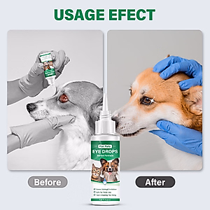 Hajoyful Dog Eye Drops, Dog and Cat Eye Wash for Allergy Relief & Soothe Eye Irritations, Dogs Tear Stain Cleaner, Eye Infection Treatment with Gentle Formula, Improve Eye Vision and Cataracts