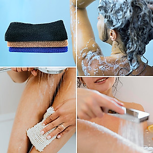 3pcs Exfoliating Shower Towel Sponge, African Exfoliating Net Nylon Material Bath Sponge Body Scrubber Net for Bath Shower Daily Use (3 Colors)