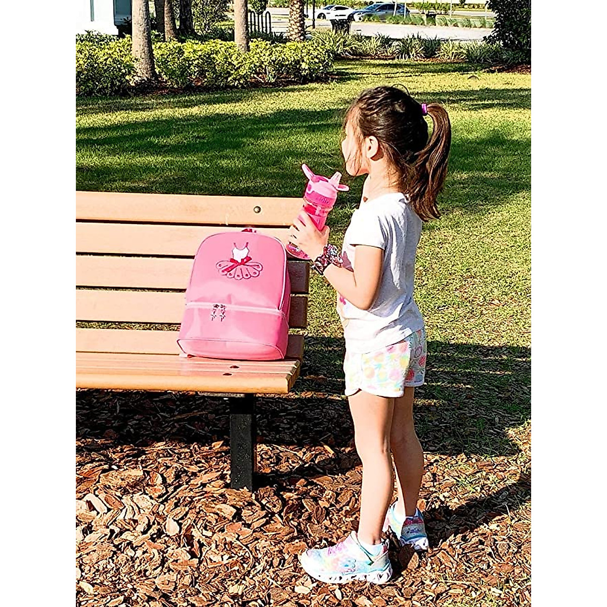 Ballet dance backpack for little girls ballerina tutu pink bag with free hair net for dance Toddler dance bag gymnastics Latin dance yoga tap dance jazz separate compartment for shoes