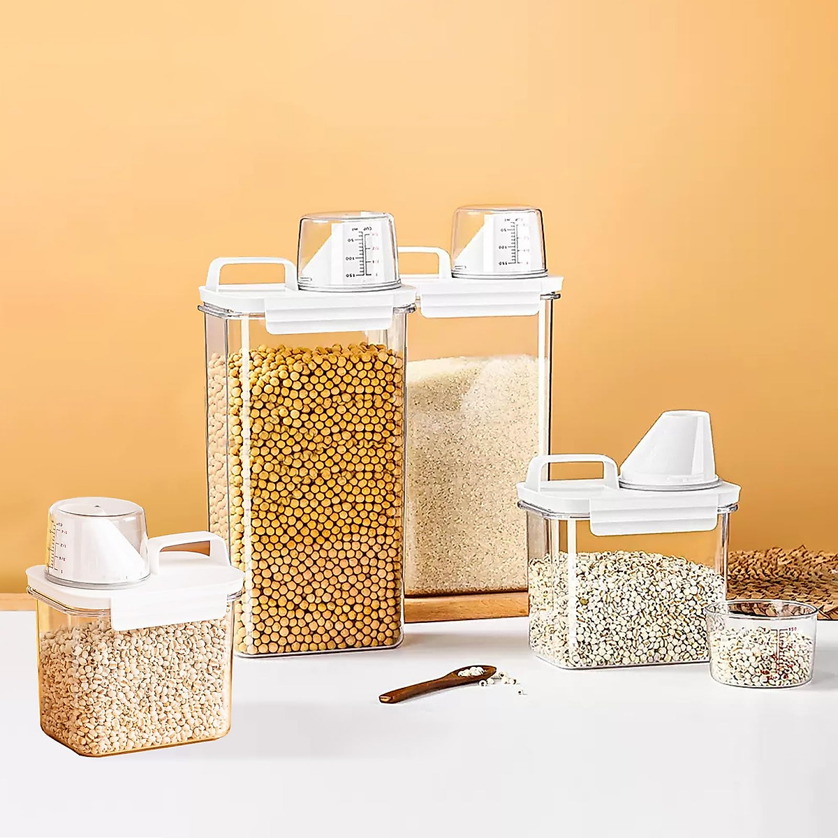 NBILIC Cereal Containers Storage Cereal Dispenser For Pantry Organization BPA Free Food Containers With Lid, Meal Rrep Containers Reusable (L-8PCS)