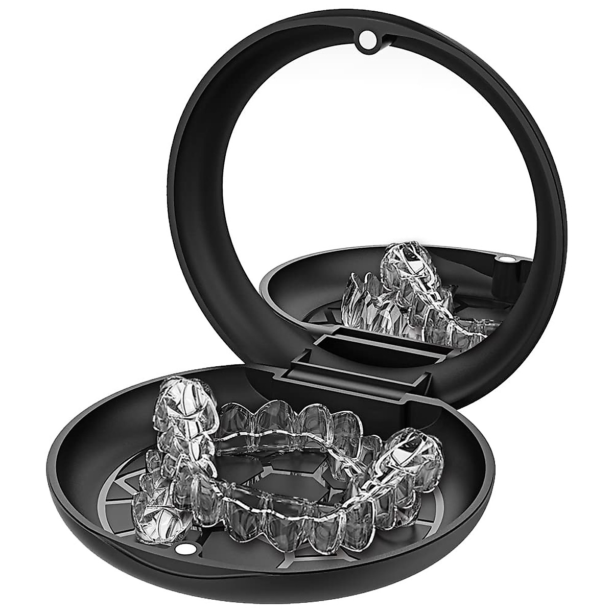 ARGOMAX Aligner and Retainer Case, Upgrated Retainer Mouth Guards Travel Case with Mirror Inside - Black.