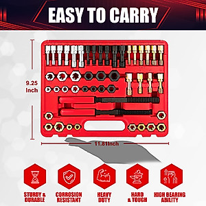 wesleydrill 49PCS Thread Chaser Set, Metric and SAE Thread Restorer Tool with Thread Pitch Gauge, Including 22 Taps, 24 Dies, 3 Thread Files, UNF & UNC Size