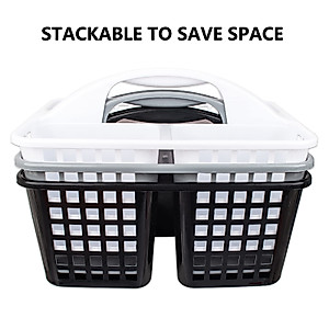 JiatuA Portable Shower Caddy Basket with Compartments Cleaning Supplies Organizer with Handle Plastic Storage Divided Tool Bin for Bathroom, Bedroom, Kitchen, College Dorm, Garden, Under Sink, Grey