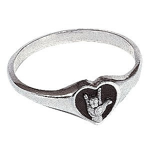 LDS 0.925 Sterling Silver I Love You Sign Language Ring - LDS Ring, Sign Language Ring